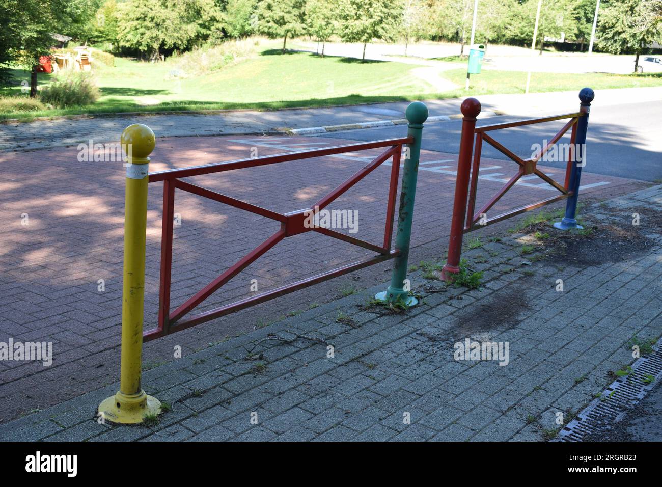 colorful barrier at a cross near to a school Stock Photo - Alamy