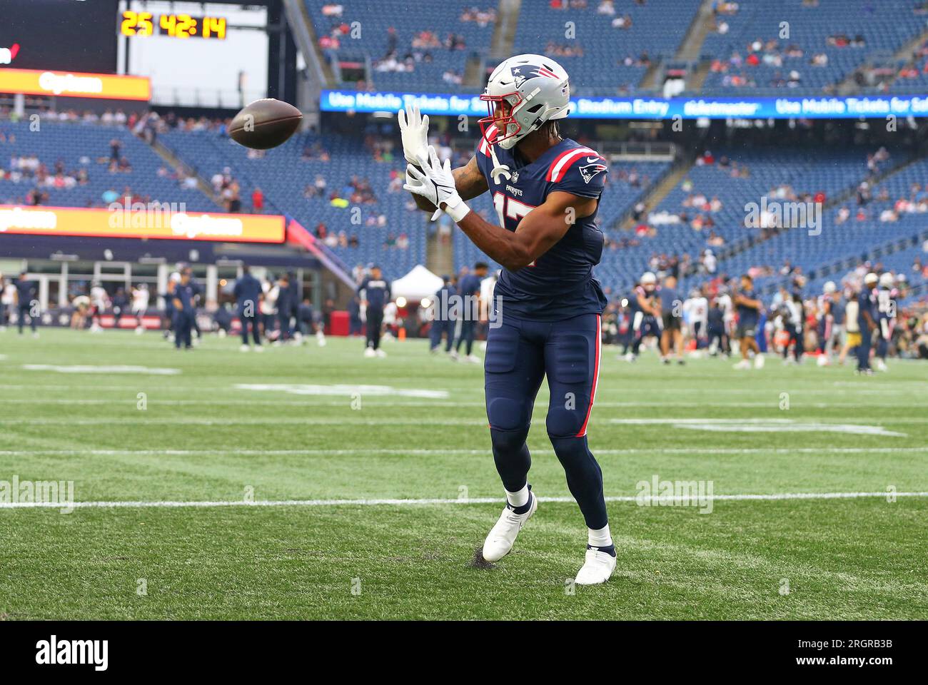 August 10, 2023; Foxborough, MA, USA; New England Patriots tight end ...