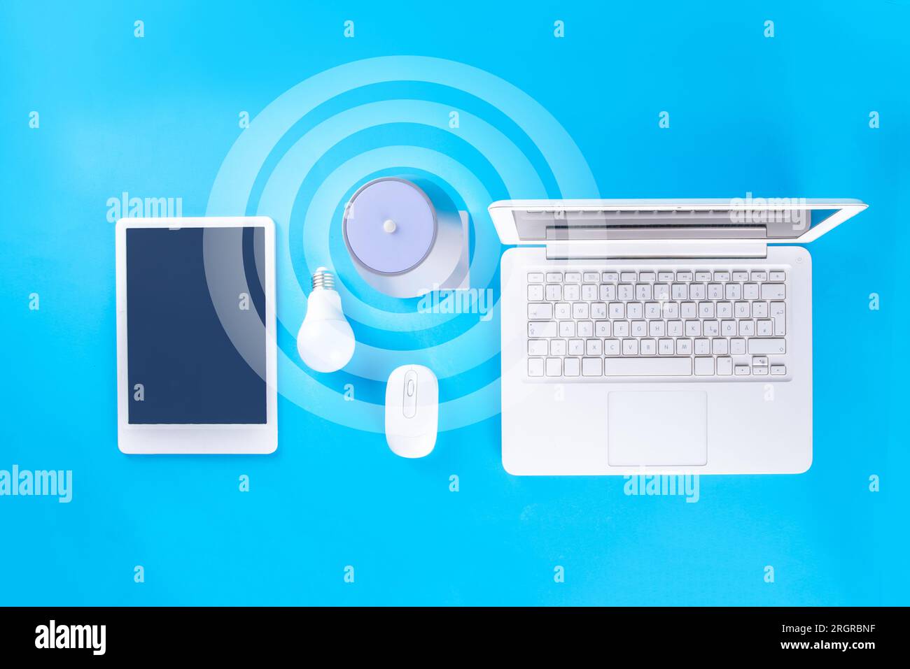 Li-Fi fast internet wireless connection concept, new lightening device ...