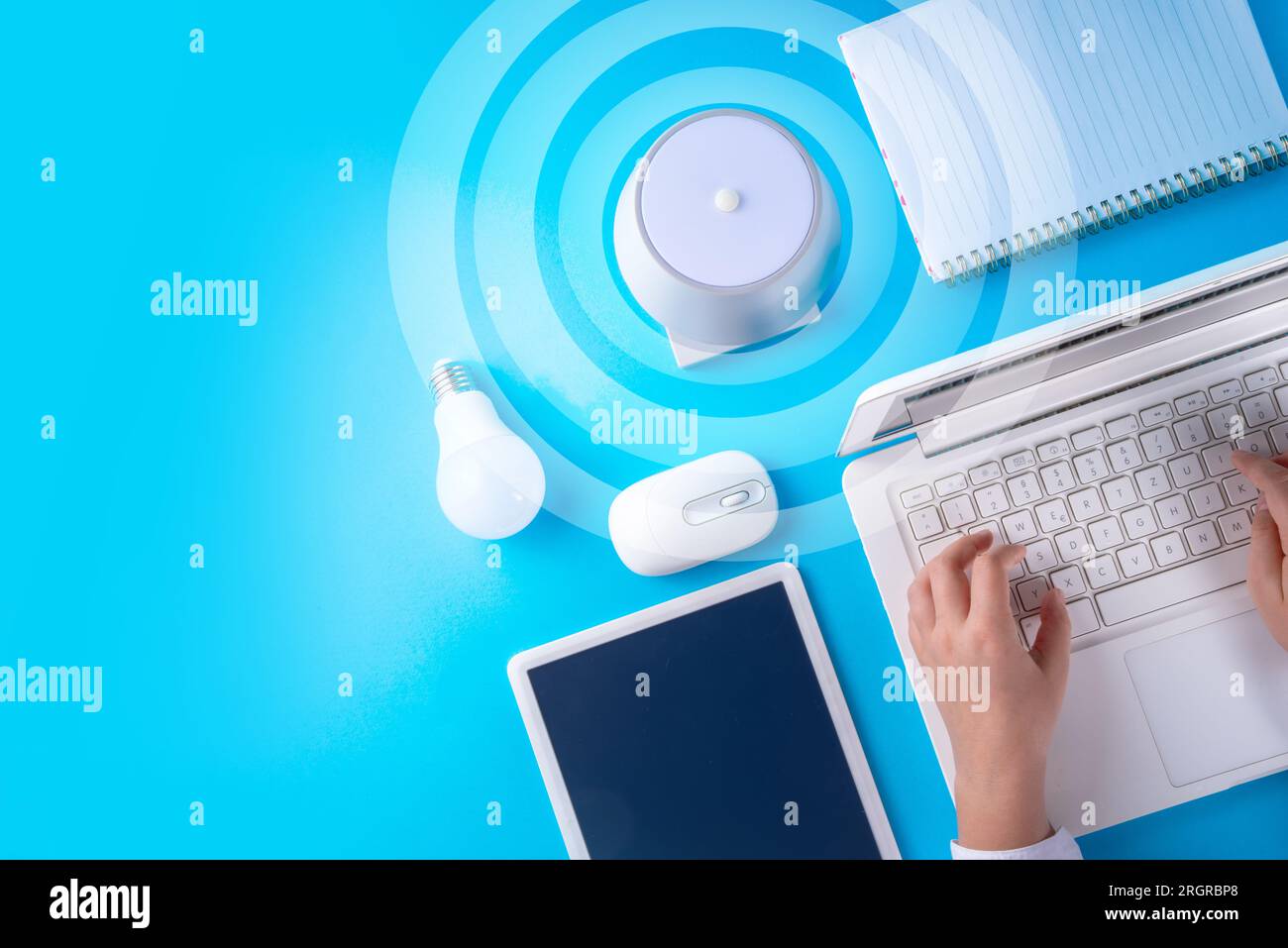 Li-Fi fast internet wireless connection concept, new lightening device ...