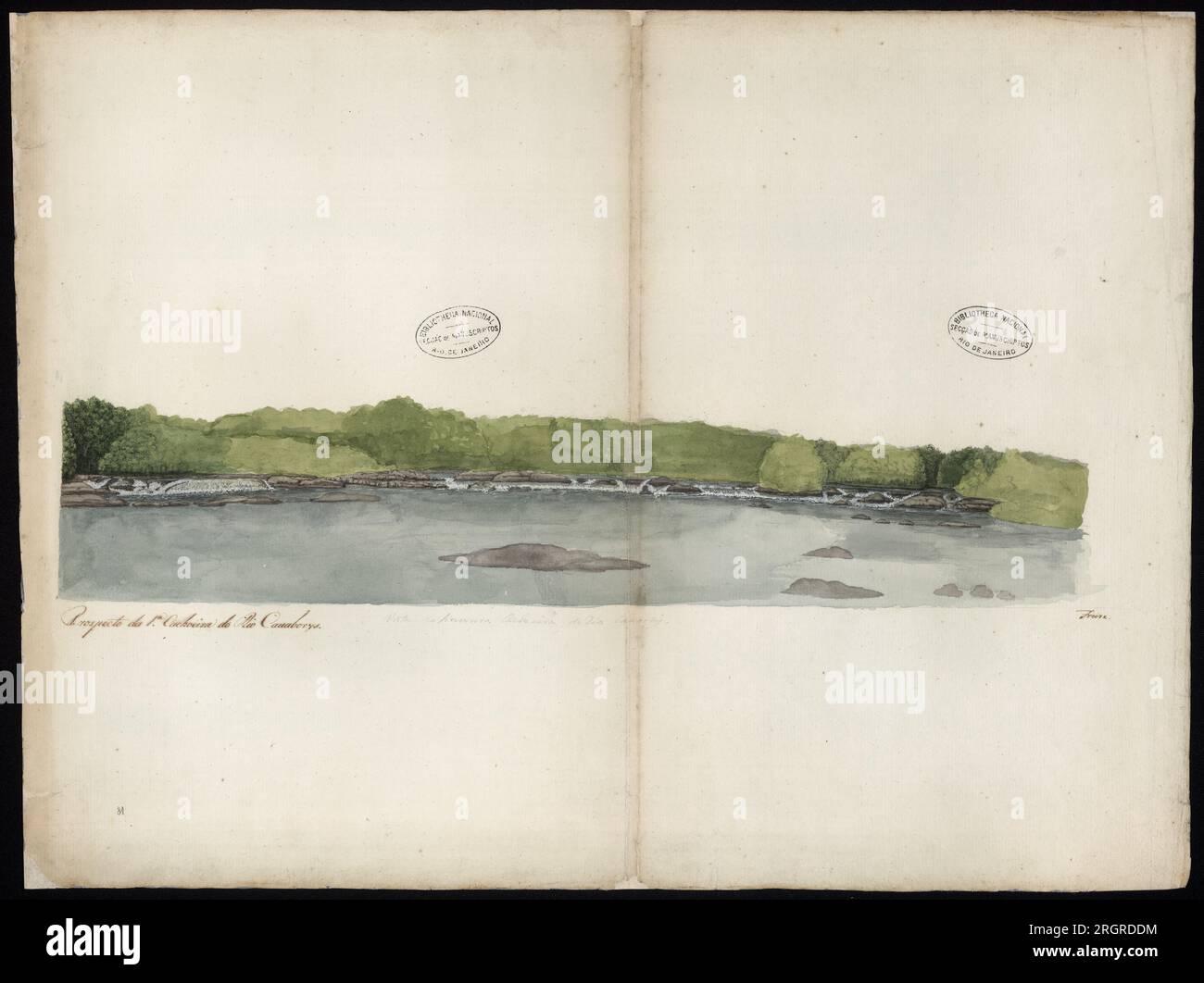 Prospecto da 1a cachoeira do Rio Cauaborys 18th century by José Joaquim ...