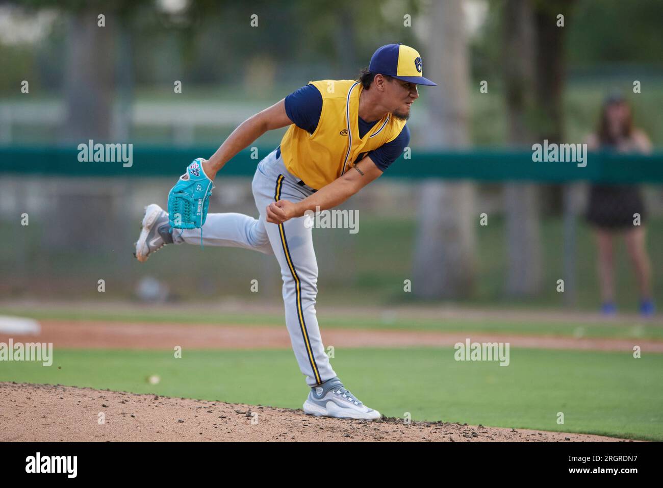 ACL Brewers pitcher Osbriel Mogollon (33) delivers a pitch during an ...