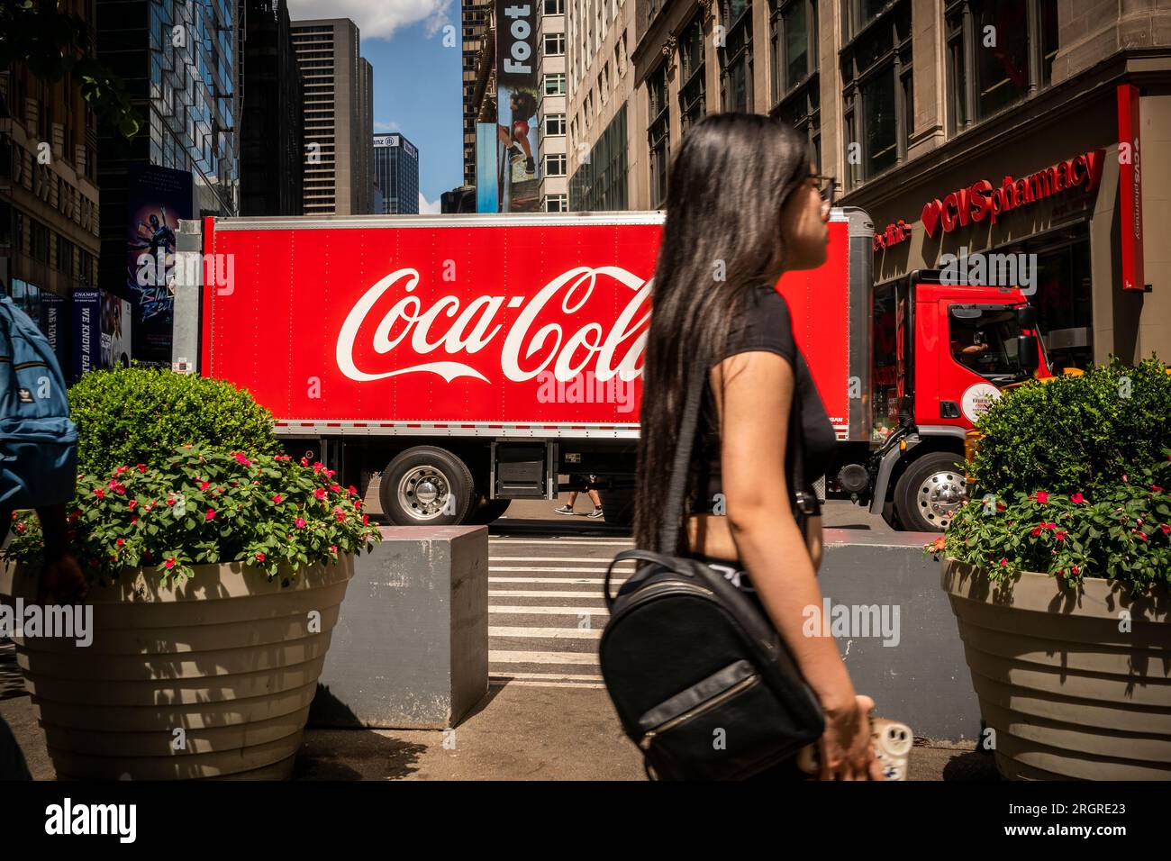 Coca-Cola branded truck in the Garment District in New York on ...