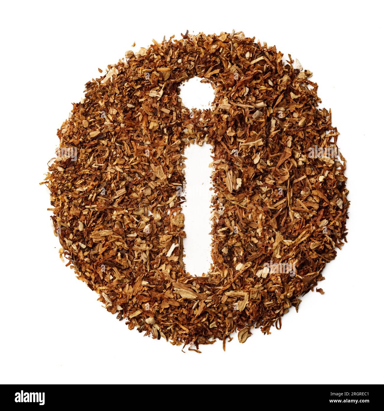 Letter I made of cigarettes dried smoking tobacco on white background ...