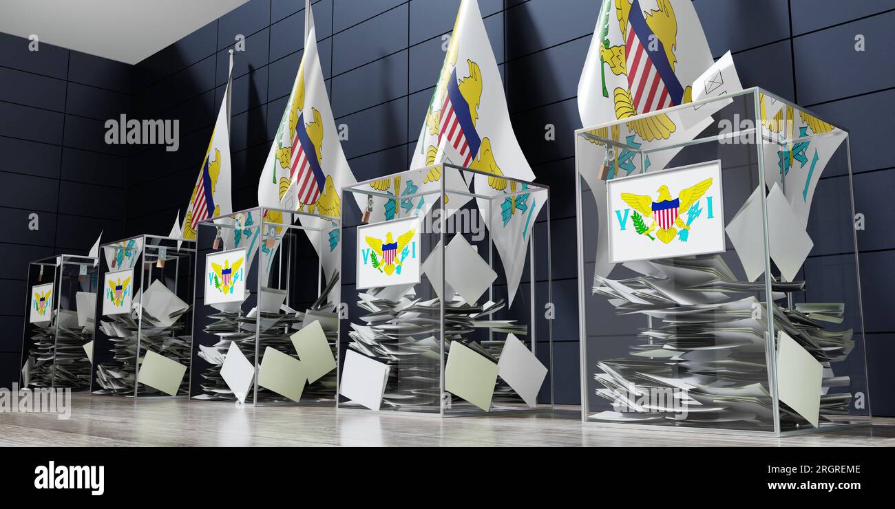 American Virgin Islands - several ballot boxes and flags - voting ...