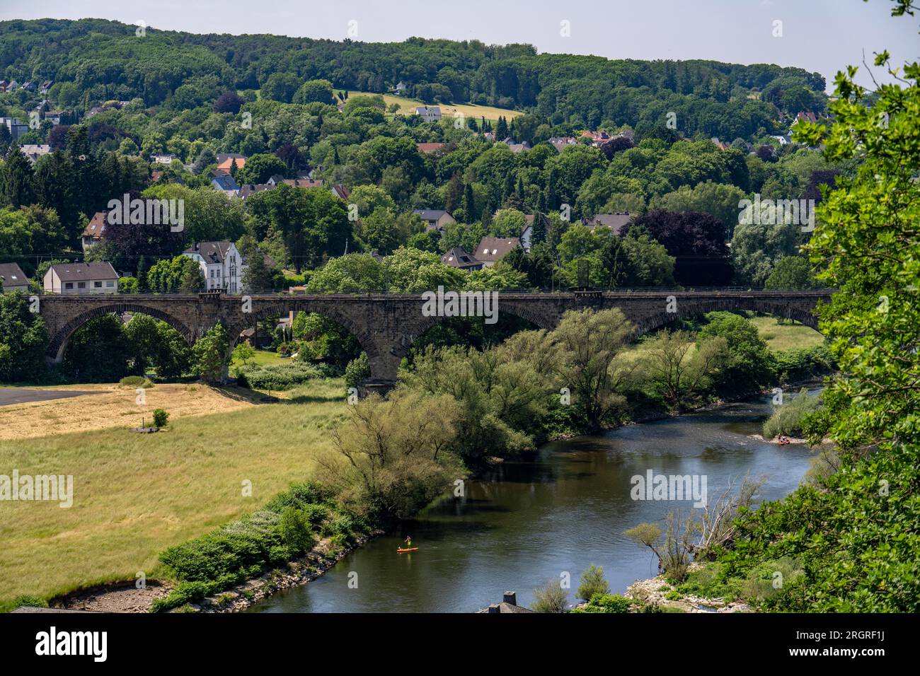 The Ruhr valley near Witten, Ruhr viaduct, railway bridge for local ...
