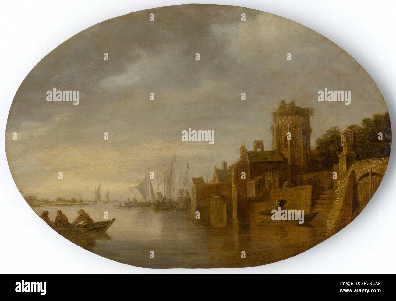 Boats in Harbour 1641 by Jan van Goyen Stock Photo - Alamy