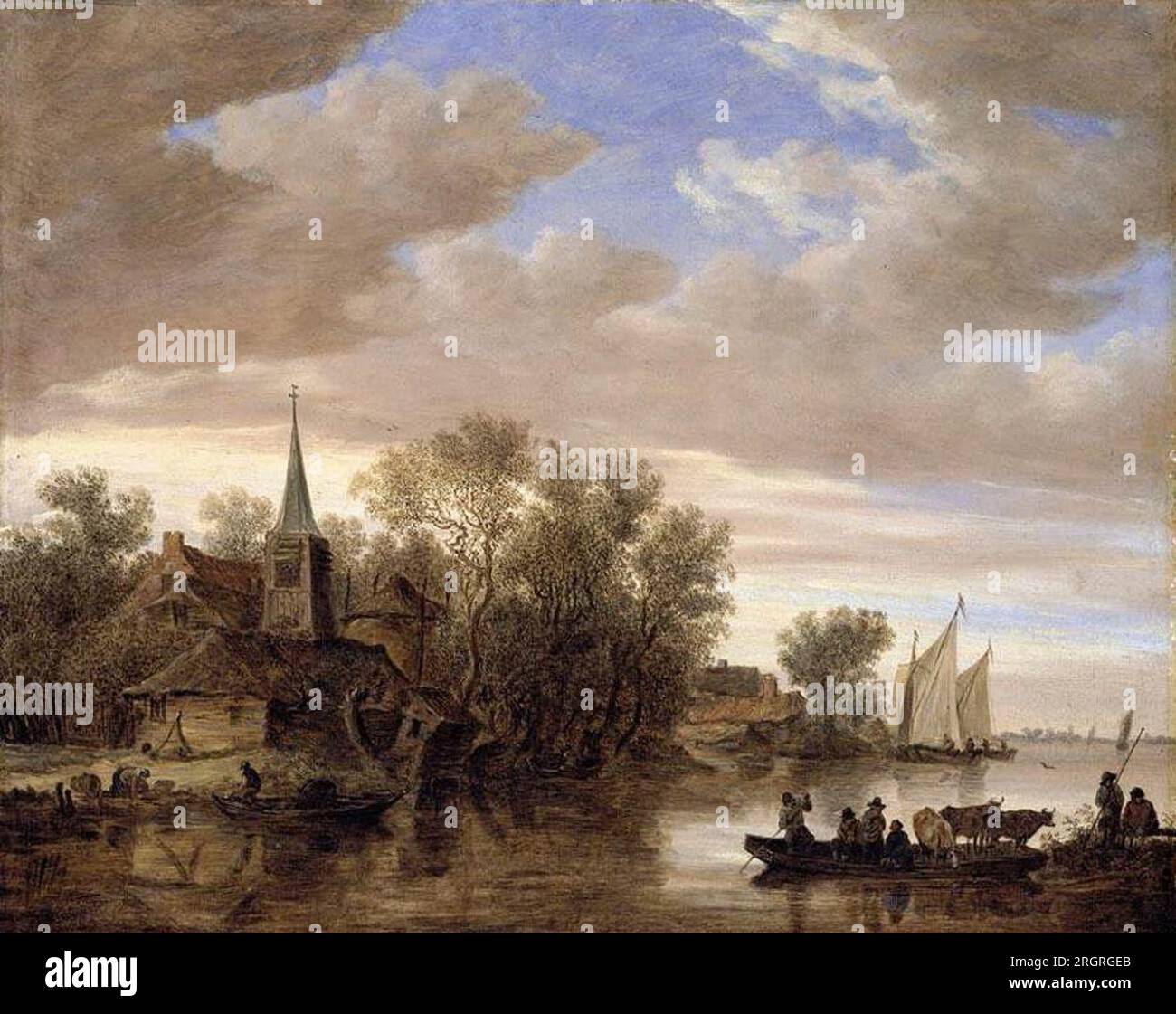 River Landscape with a Cattle-Ferry 1654 by Jan van Goyen Stock Photo ...