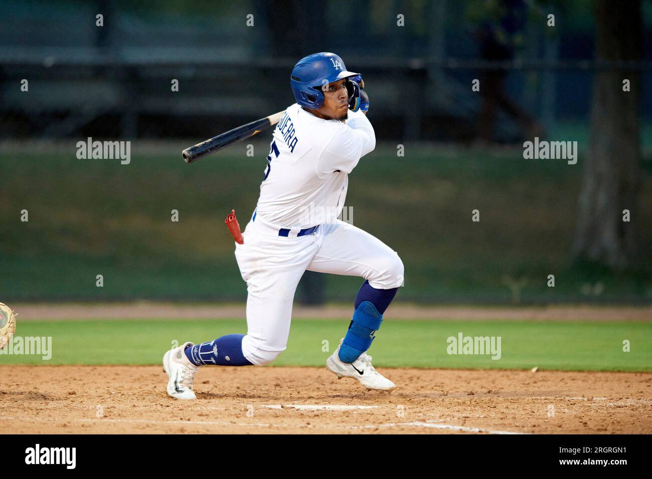 Luis Guerra (5) of the ACL Dodgers at bat during an Arizona Complex ...
