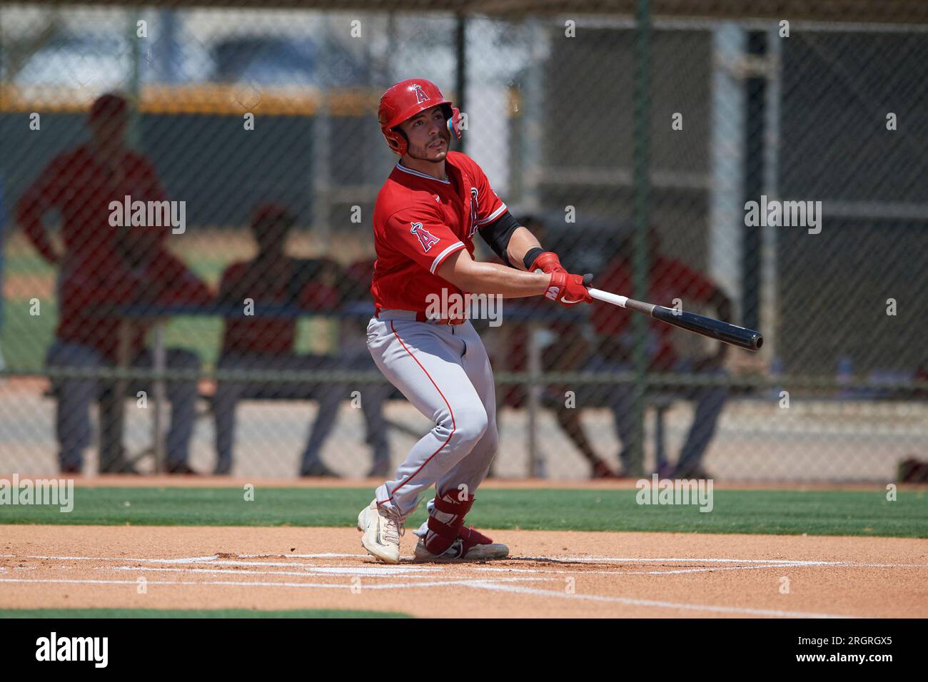 Alberto Rios (2) of the ACL Angels at bat during an Arizona Complex ...