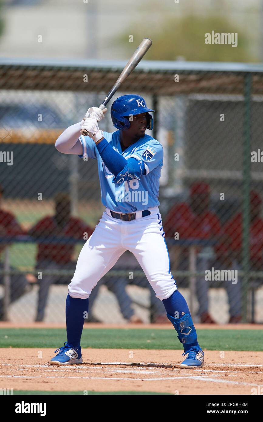 Omar Nuel (18) of the ACL Royals at bat during an Arizona Complex ...