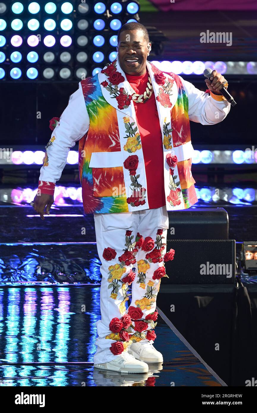 New York, USA. 11th Aug, 2023. Rapper Busta Rhymes performs on ABC's ...