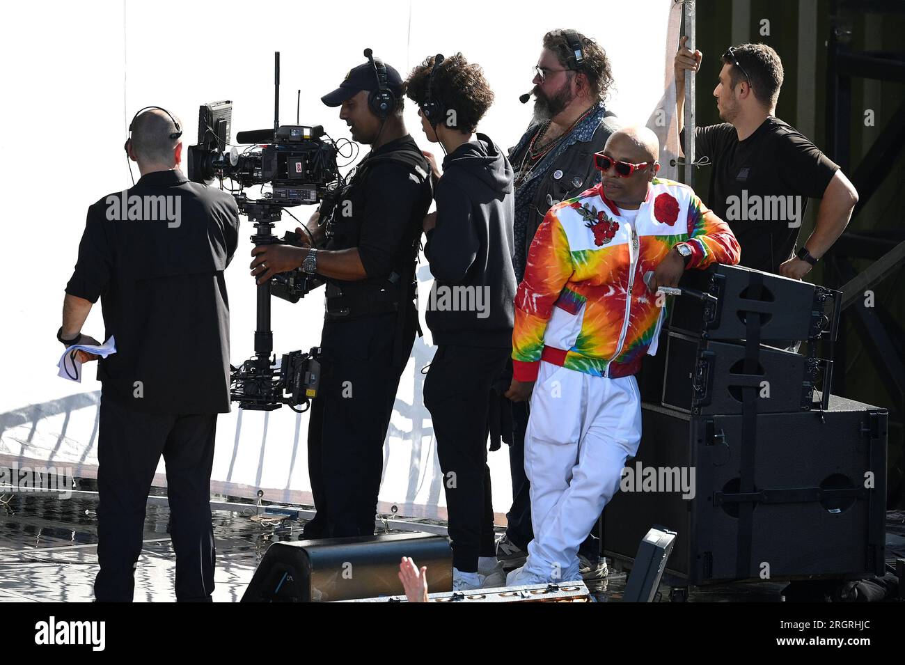 New York, USA. 11th Aug, 2023. Rappers Spliff Star waits to perform on ...