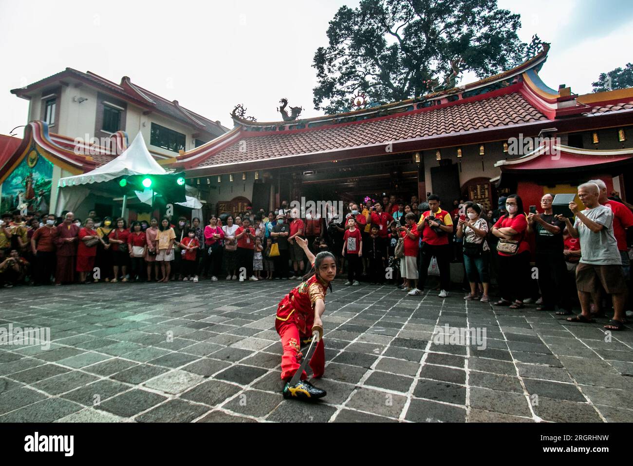Bogor, Indonesia. 10th Aug, 2023. A woman performs the Wushu martial ...