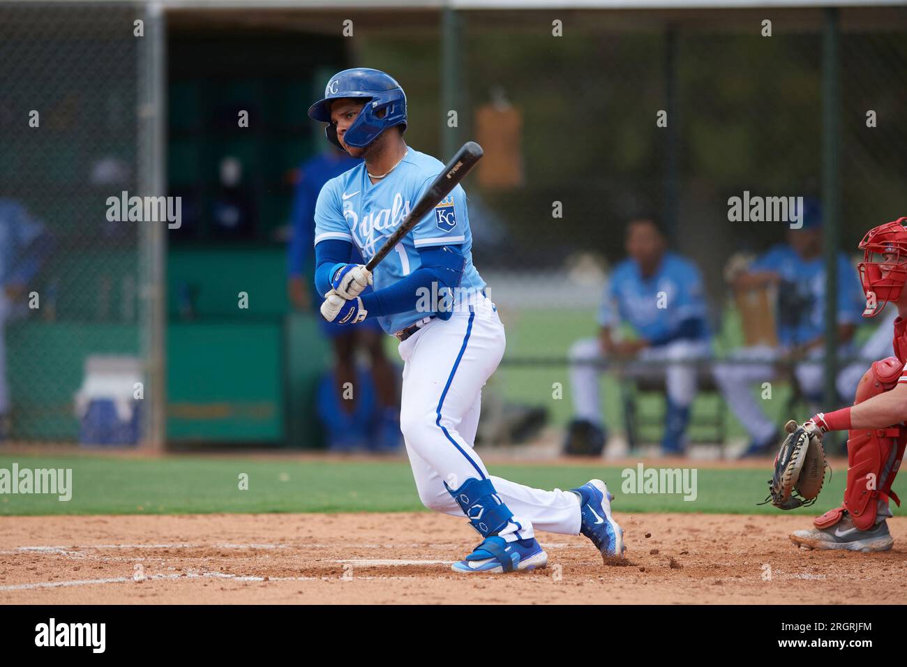 Aldrin Lucas (1) of the ACL Royals at bat during an Arizona Complex ...