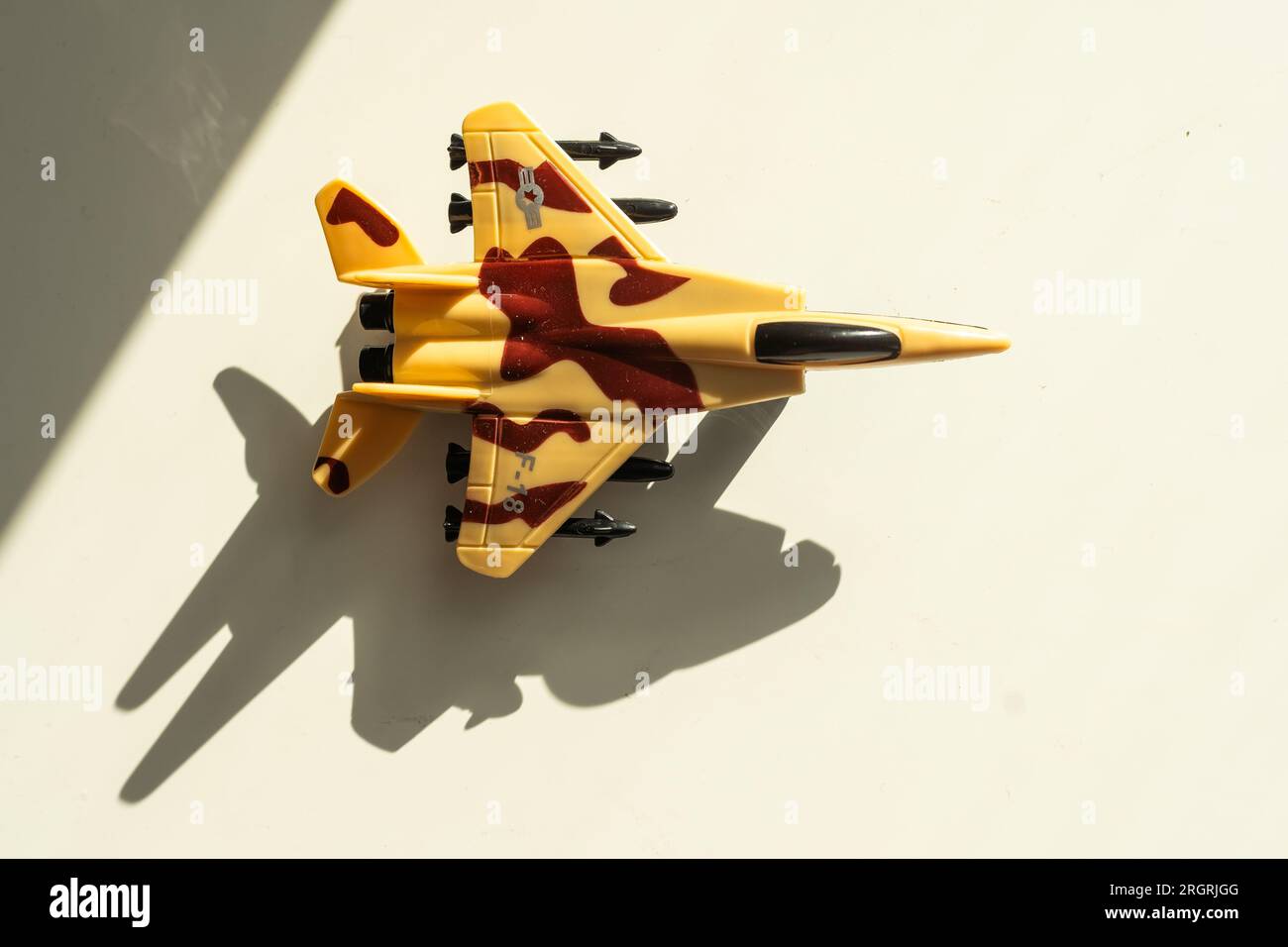 plastic fighter jet toy on white background.closeup view Stock Photo ...