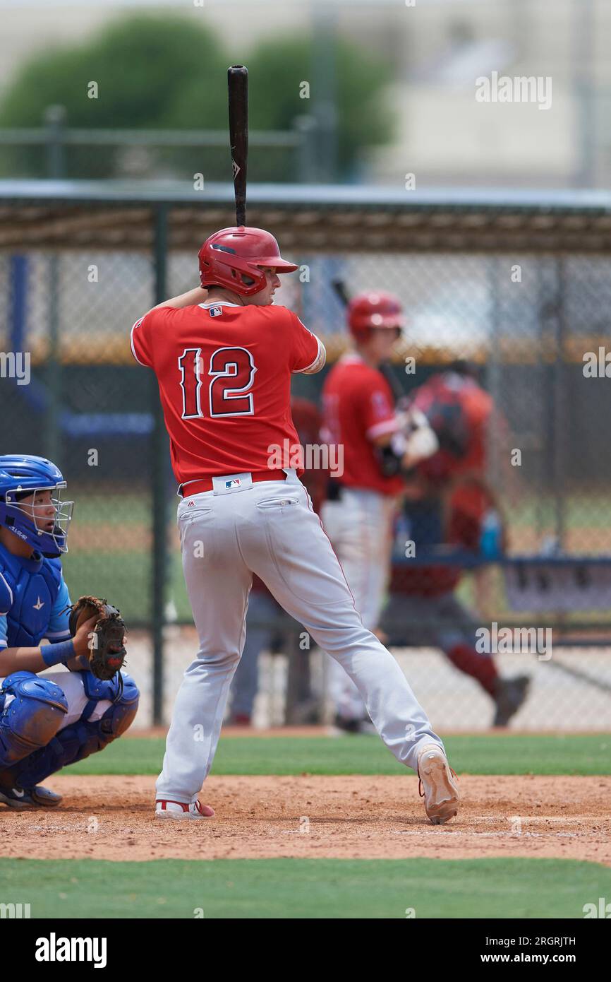 Nolan Schanuel (12) of the ACL Angels at bat during an Arizona Complex ...