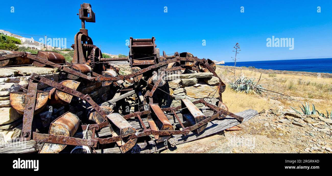 Water management, ancient artesian pit, Syros island, Greece, Southern ...