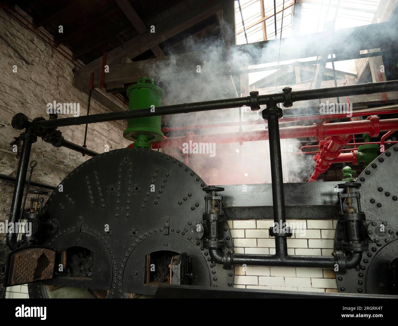 Industrial pipes at the power plant background, steam engines, ovens ...