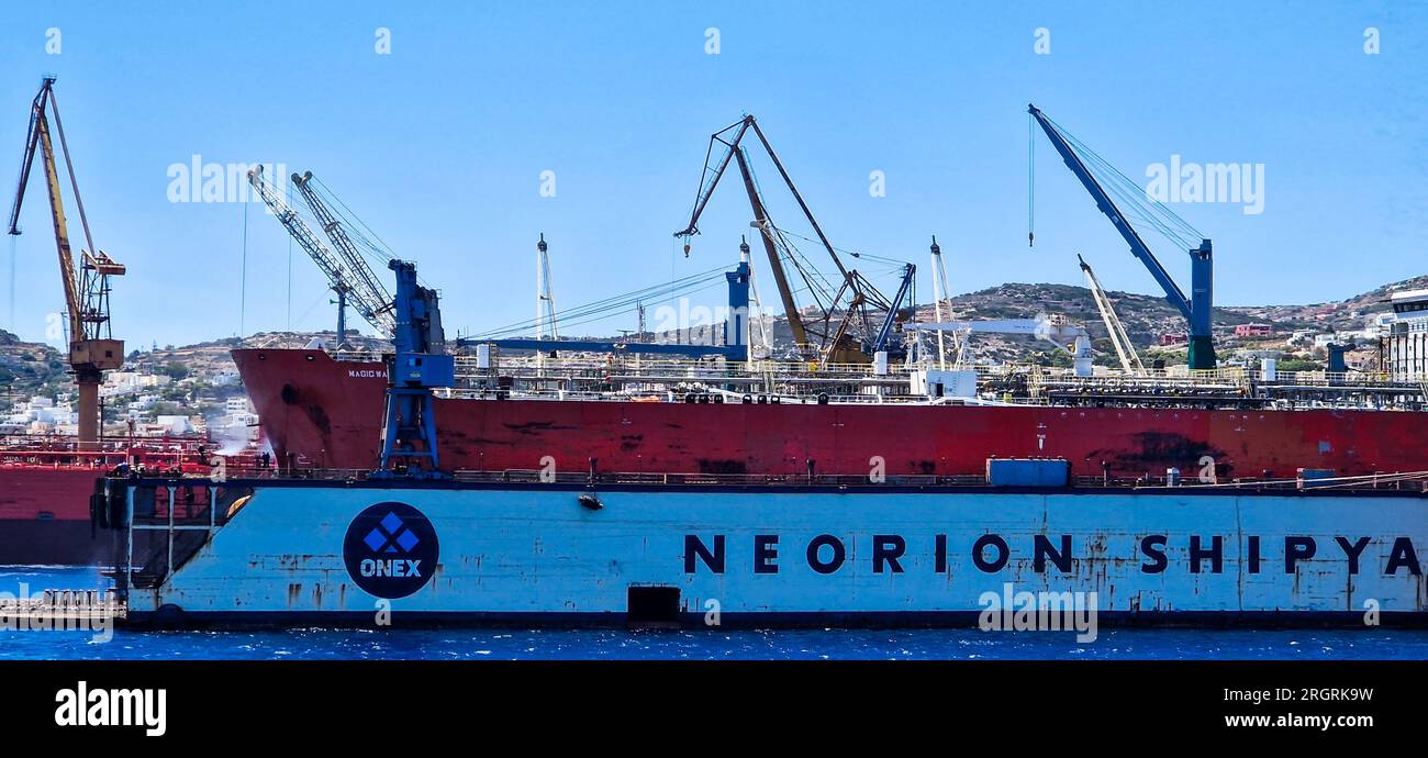 Onex Neorion shipyards, Syros island, Greece, Southern Europe Stock ...