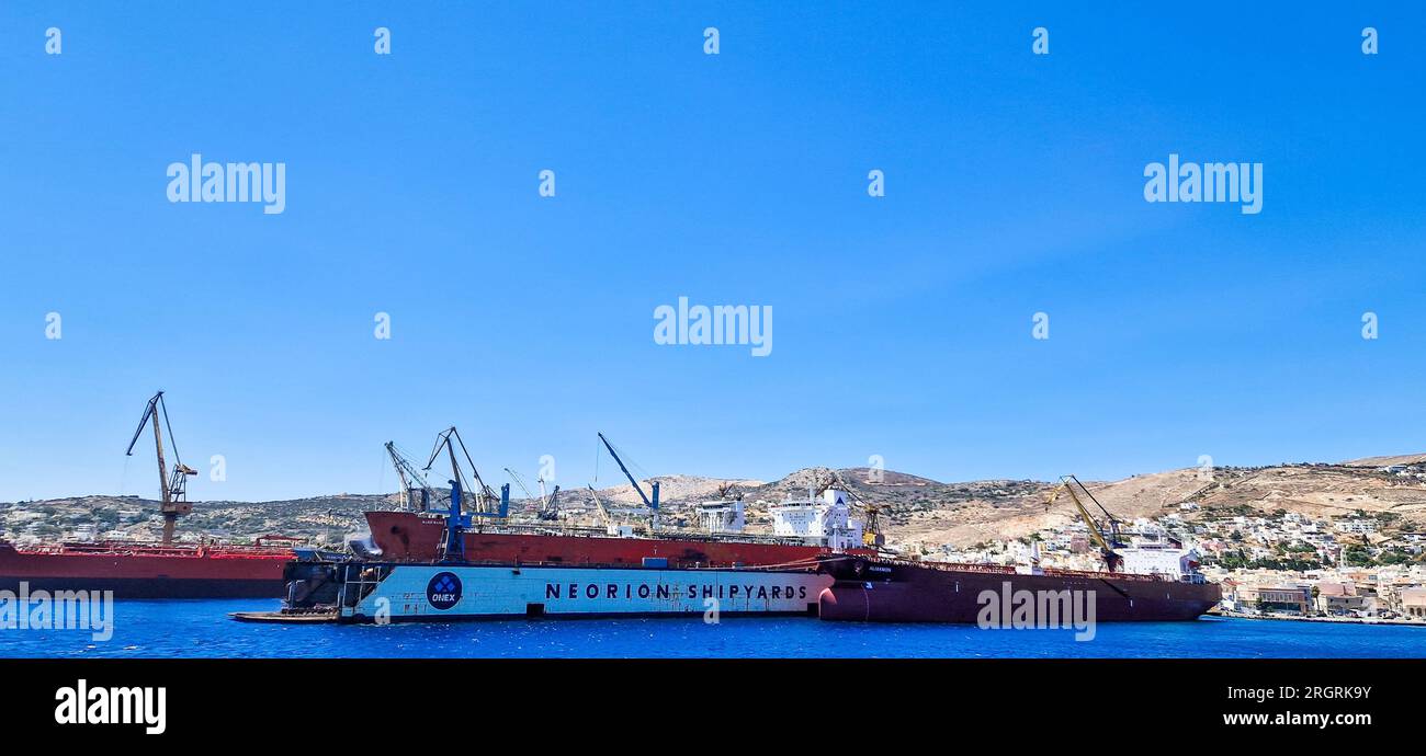 Onex Neorion shipyards, Syros island, Greece, Southern Europe Stock ...