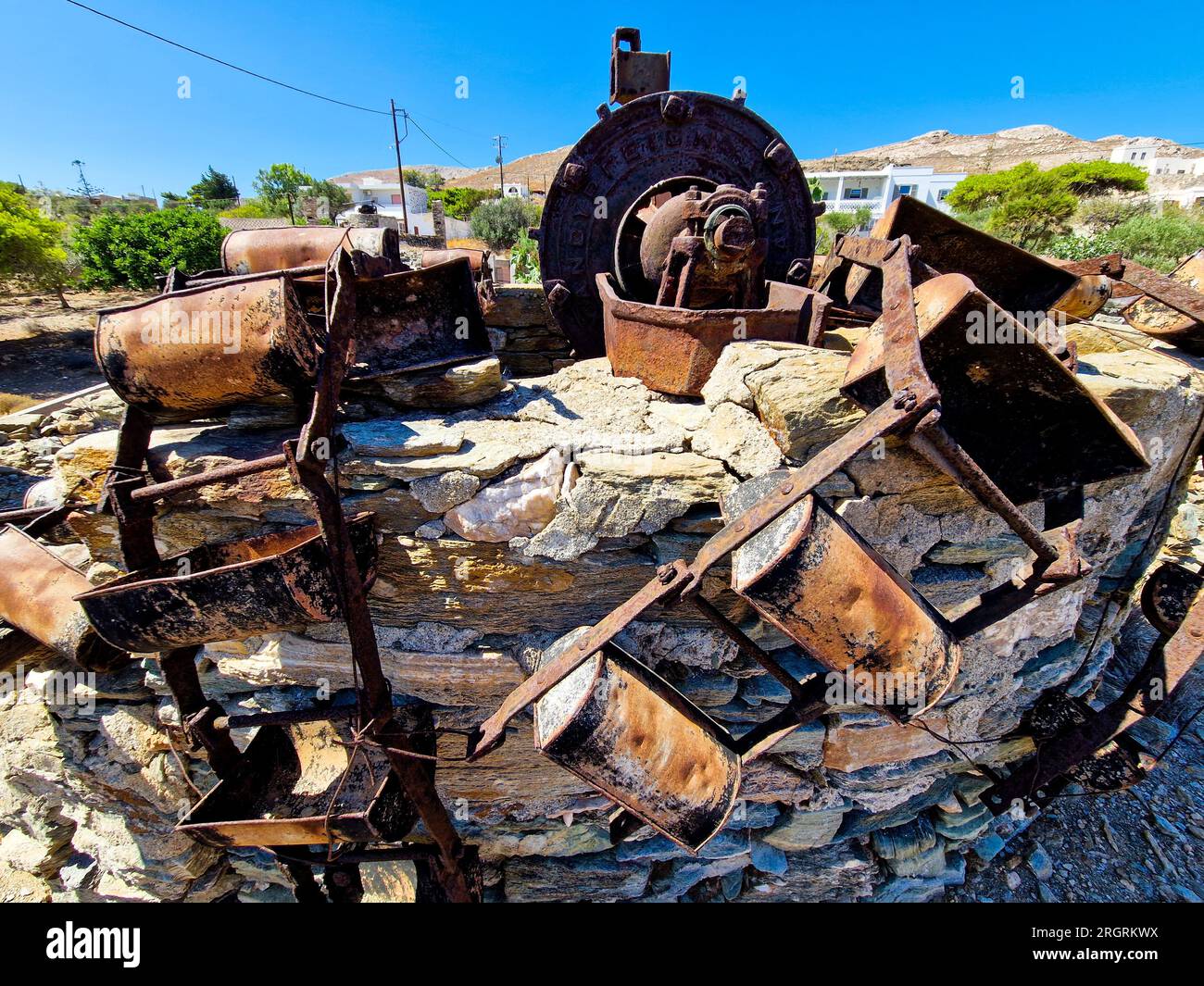 Water management, ancient artesian pit, Syros island, Greece, Southern ...