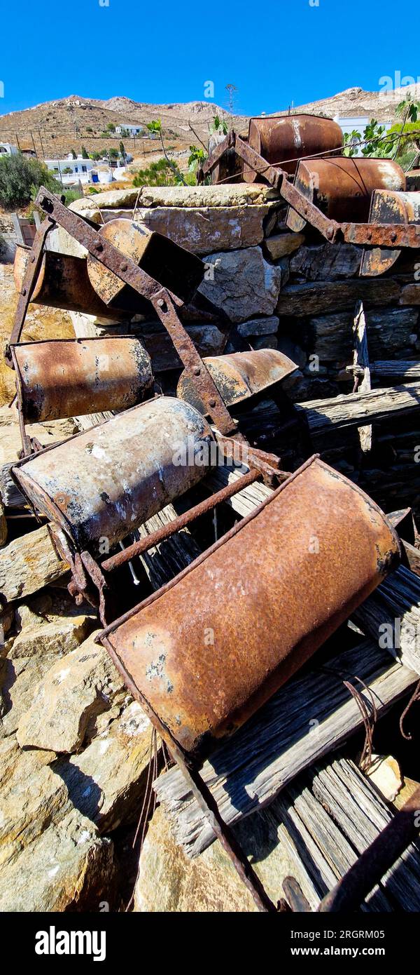 Water management, ancient artesian pit, Syros island, Greece, Southern ...