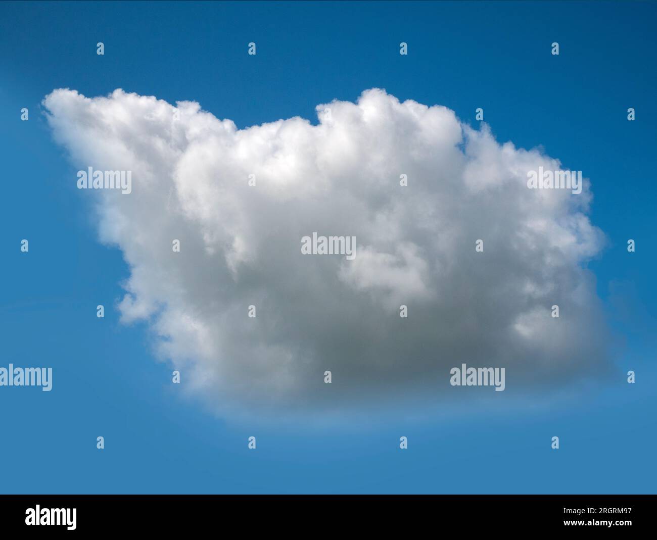 White single cloud over blue sky background. Fluffy cumulus cloud shape ...