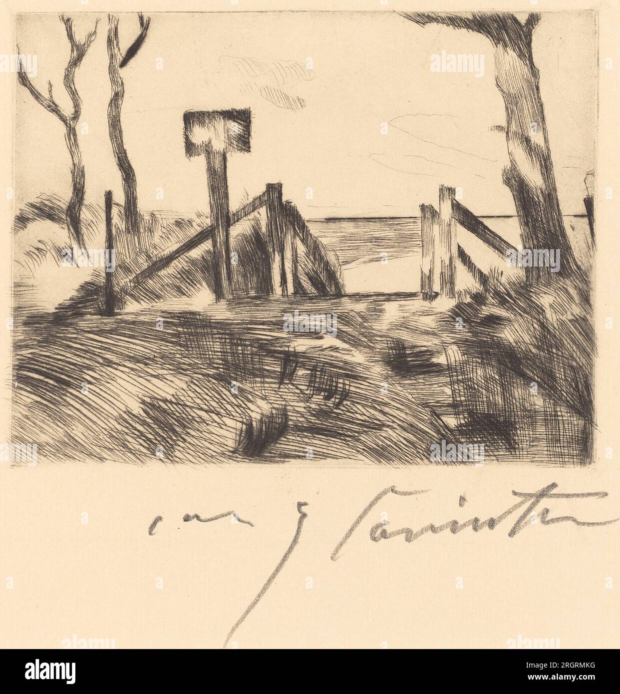 Bridge with Sign (Brücke mit Tafel) 1916 by Lovis Corinth Stock Photo ...