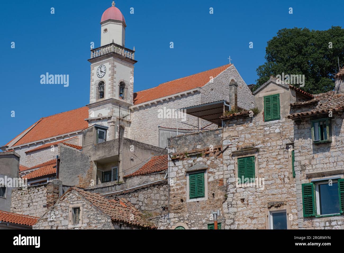 The old town of Sibenik in Croatia. Narrow streets, vintage buildings ...