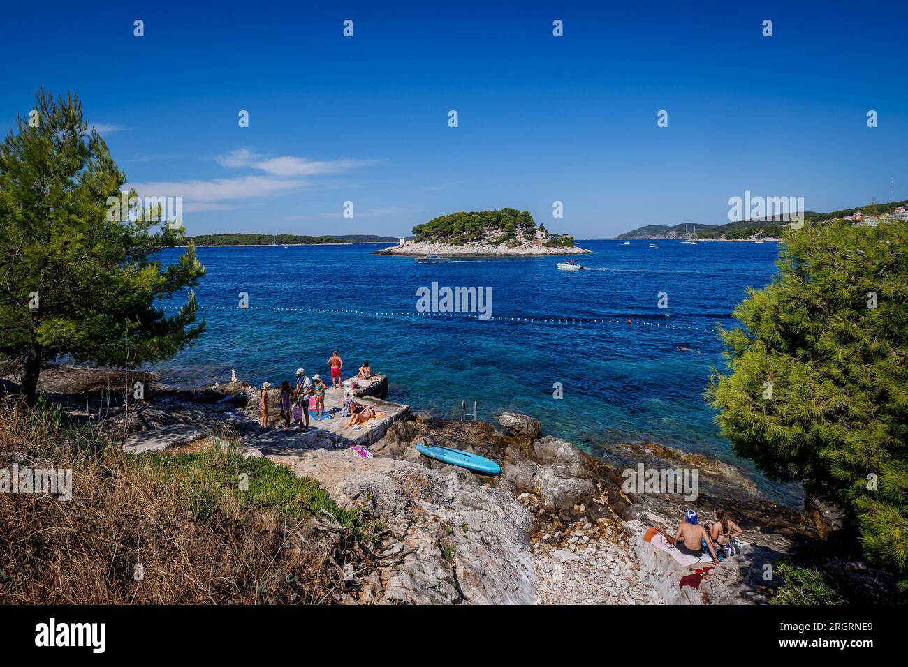 Hvar, Croatia. 11th Aug, 2023. Island Galesnik is pictured from Hvar ...