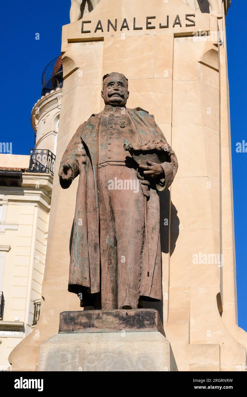 Alicante, Spain, Metal sculpture or statue honoring Canalejas Stock ...