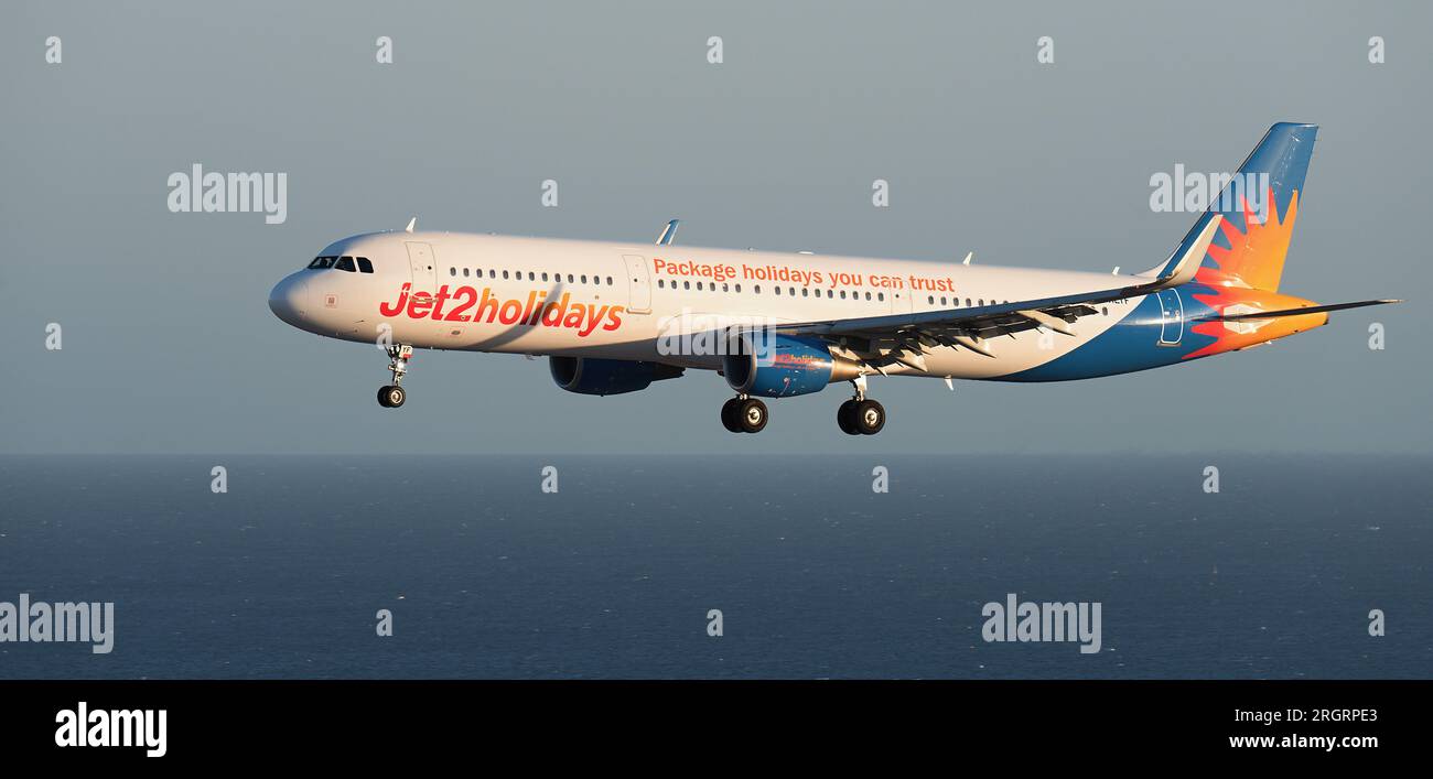 Tenerife, Spain July 29 st, 2023. Boeing 737-800 of Jet2 Airlines flies ...