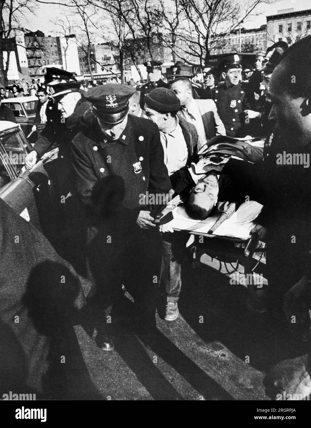 New York, New York: February 21, 1965 Black activist Malcolm X is ...