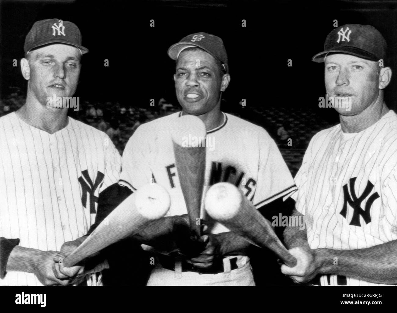 New York, New York: July 24, 1961. Slugging outfielders before an ...