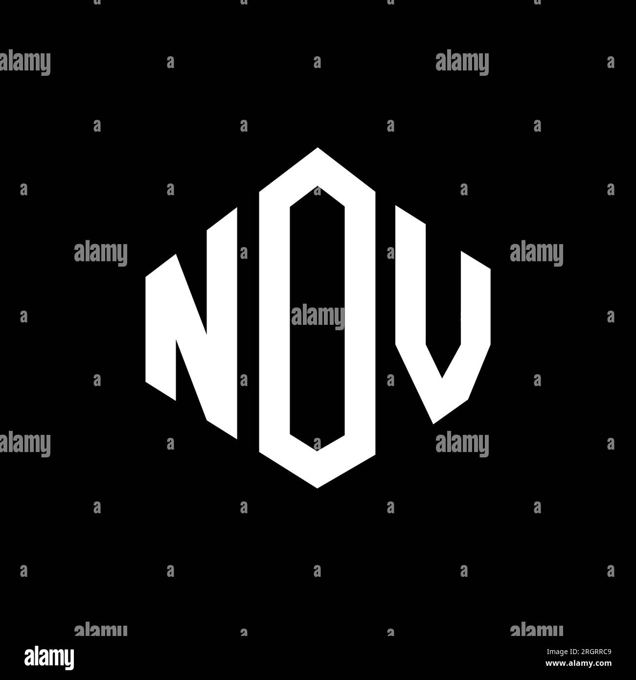 NOV letter logo design with polygon shape. NOV polygon and cube shape ...