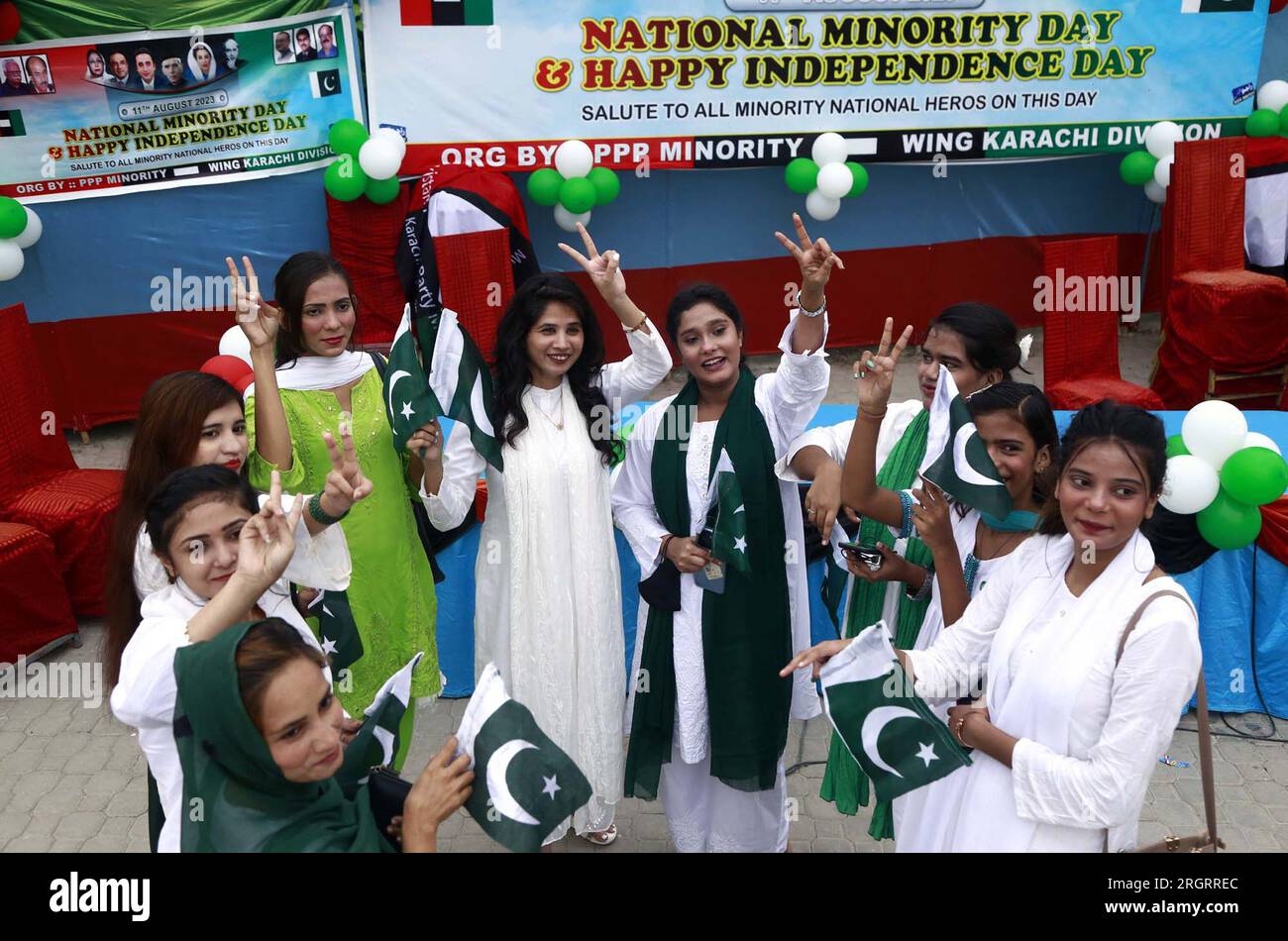 Members of Minority Community are waving Pakistani Flag during a ...