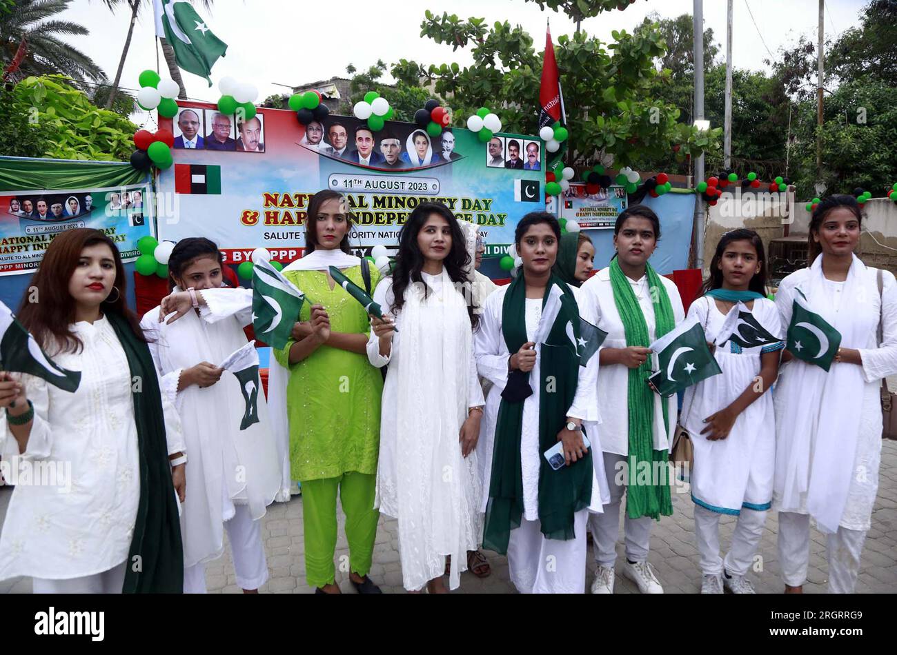 Members of Minority Community are waving Pakistani Flag during a ...