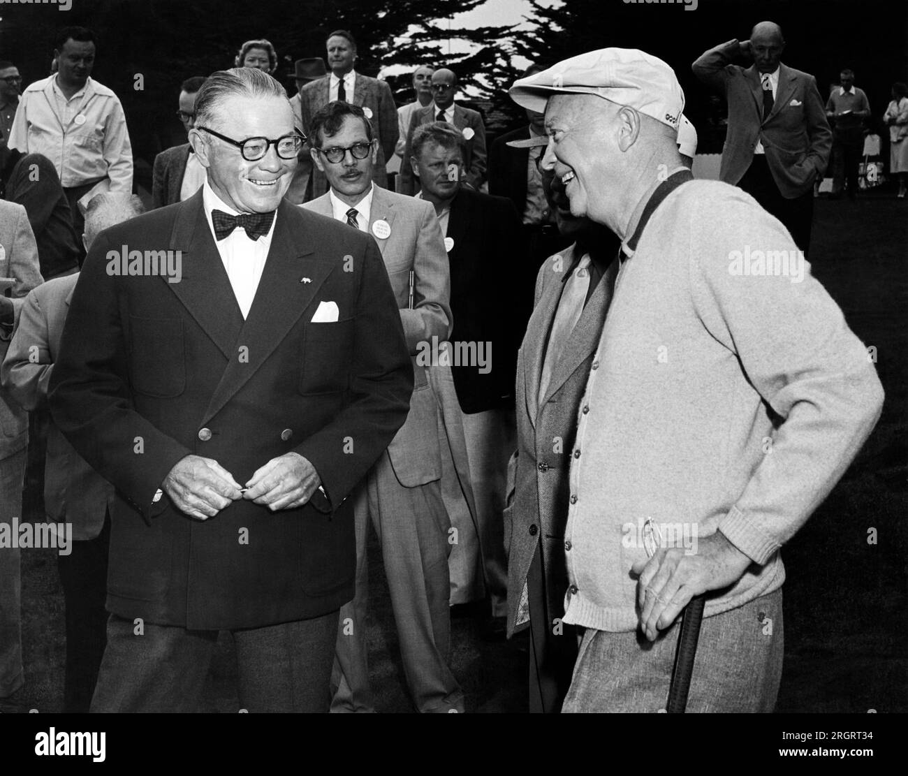 Pebble Beach, California: 1956 President Dwight Eisenhower chatting at ...
