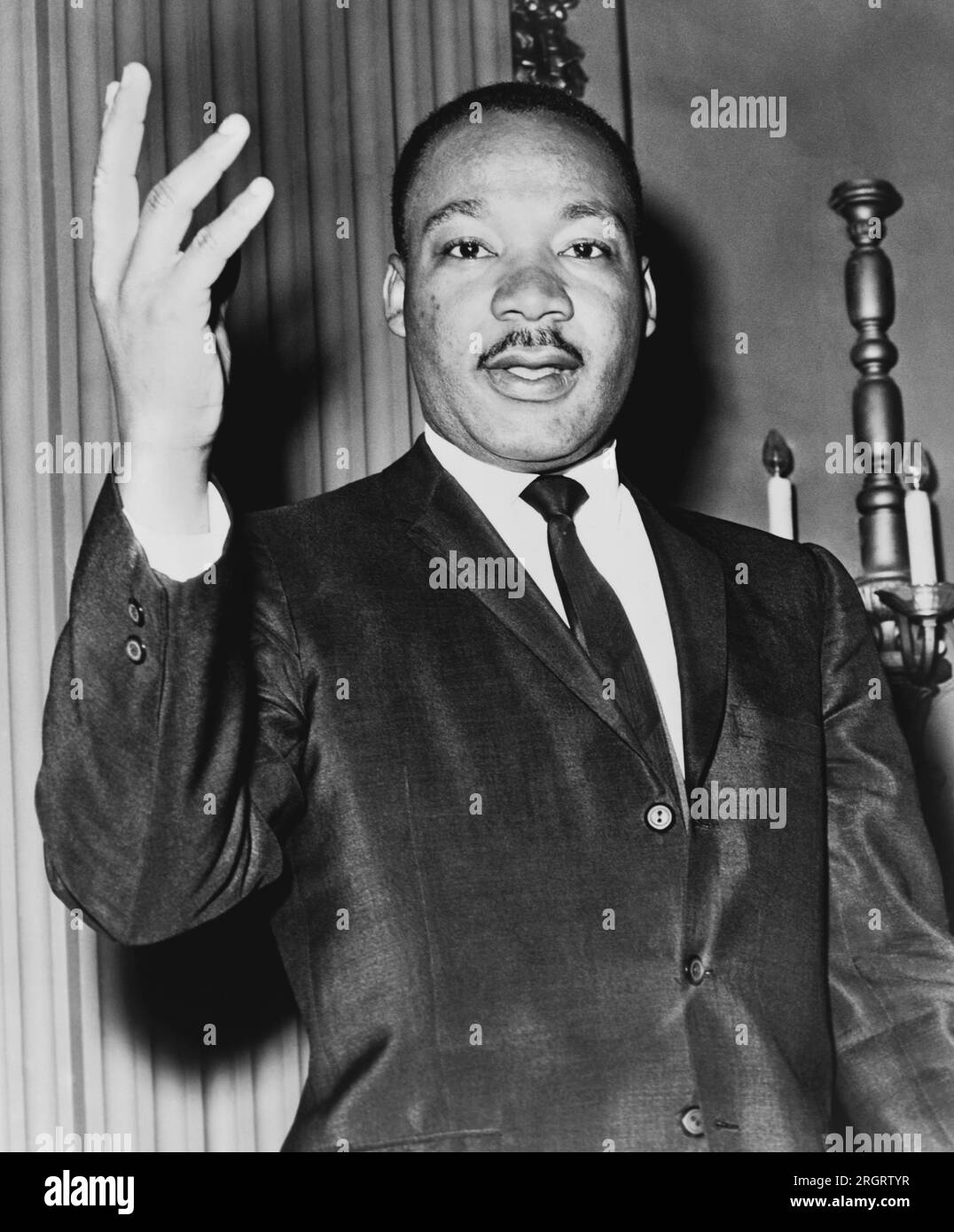 United States: 1964 A protrait of Rev. Martin Luther King speaking ...