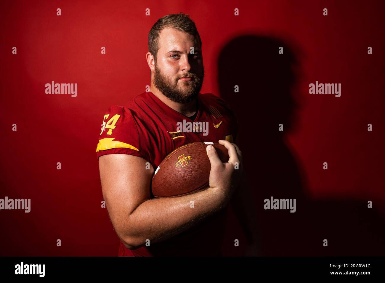 Iowa State Cyclones offensive lineman Jarrod Hufford (54) poses for a ...