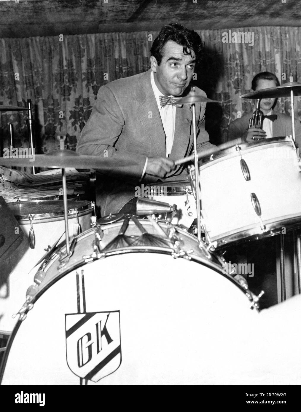 United States: c. 1949 Jazz drummer and composer Gene Krupa playing the ...