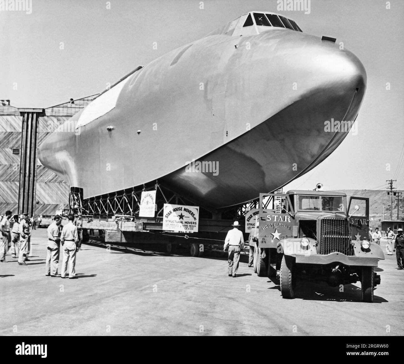 Culver City, California: June 16, 1946 The 220 foot long hull of Howard ...