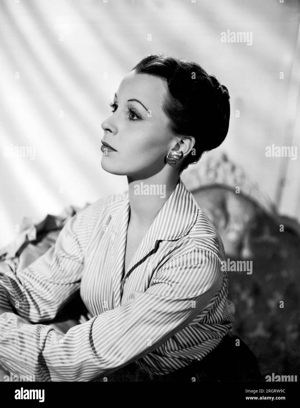 London, England: 1955 A portrait of actress Claire Bloom as she ...