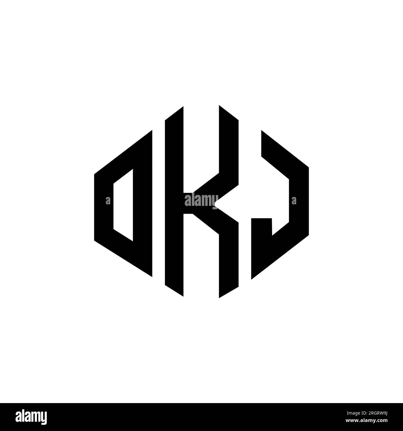 OKJ letter logo design with polygon shape. OKJ polygon and cube shape ...