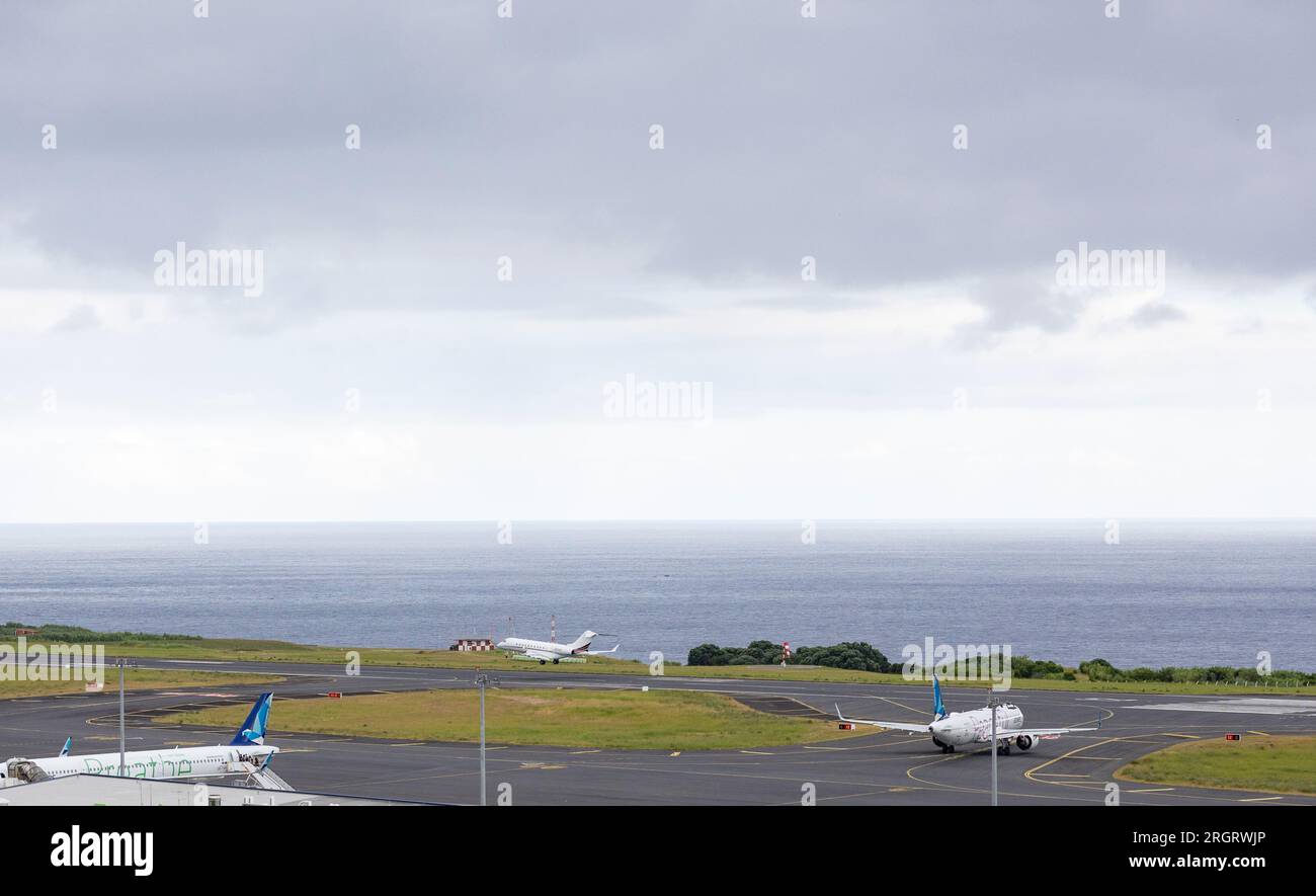 Azores, Portugal - 05.08.2023: View over Ponta Delgada Airport " João ...