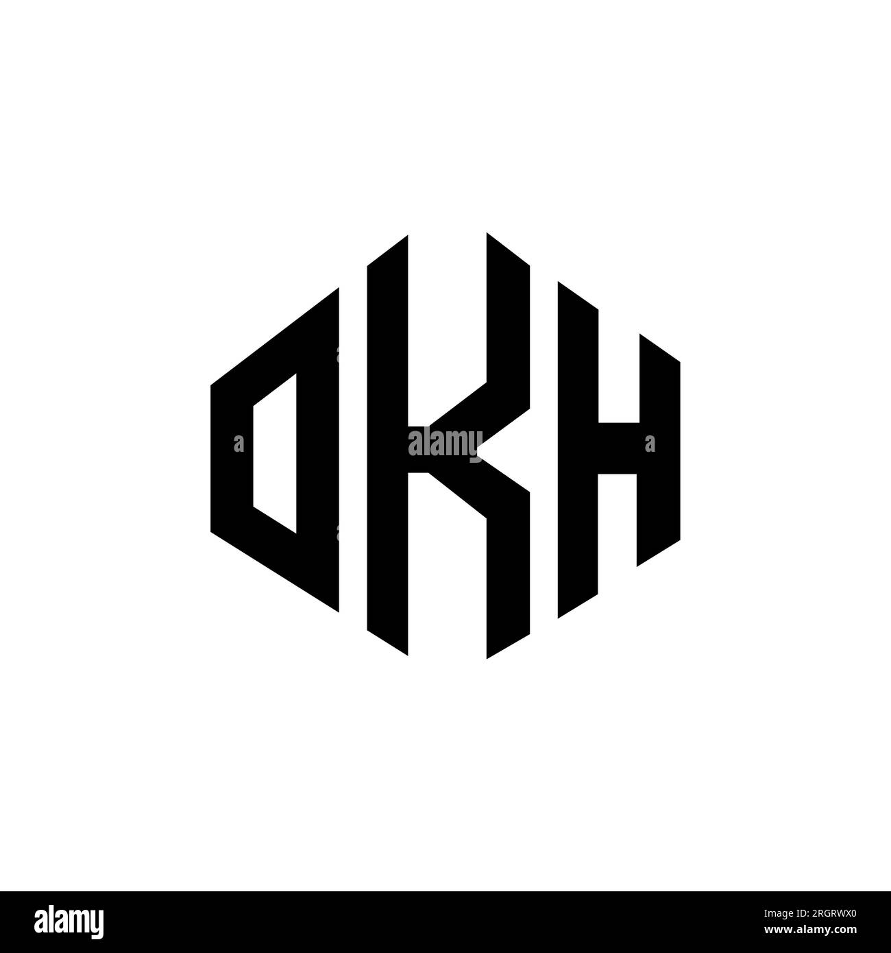 OKH letter logo design with polygon shape. OKH polygon and cube shape ...