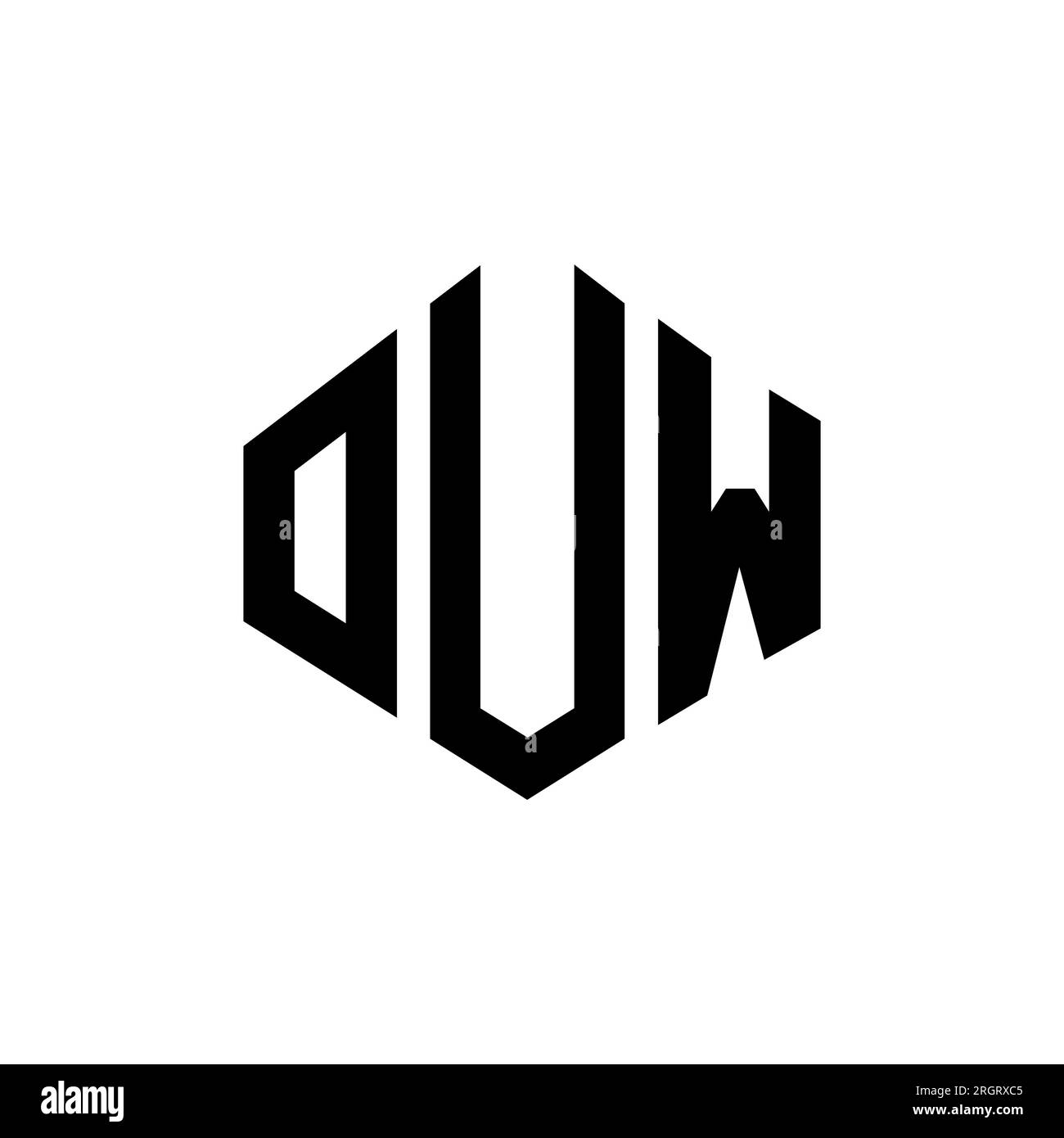 OUW letter logo design with polygon shape. OUW polygon and cube shape ...