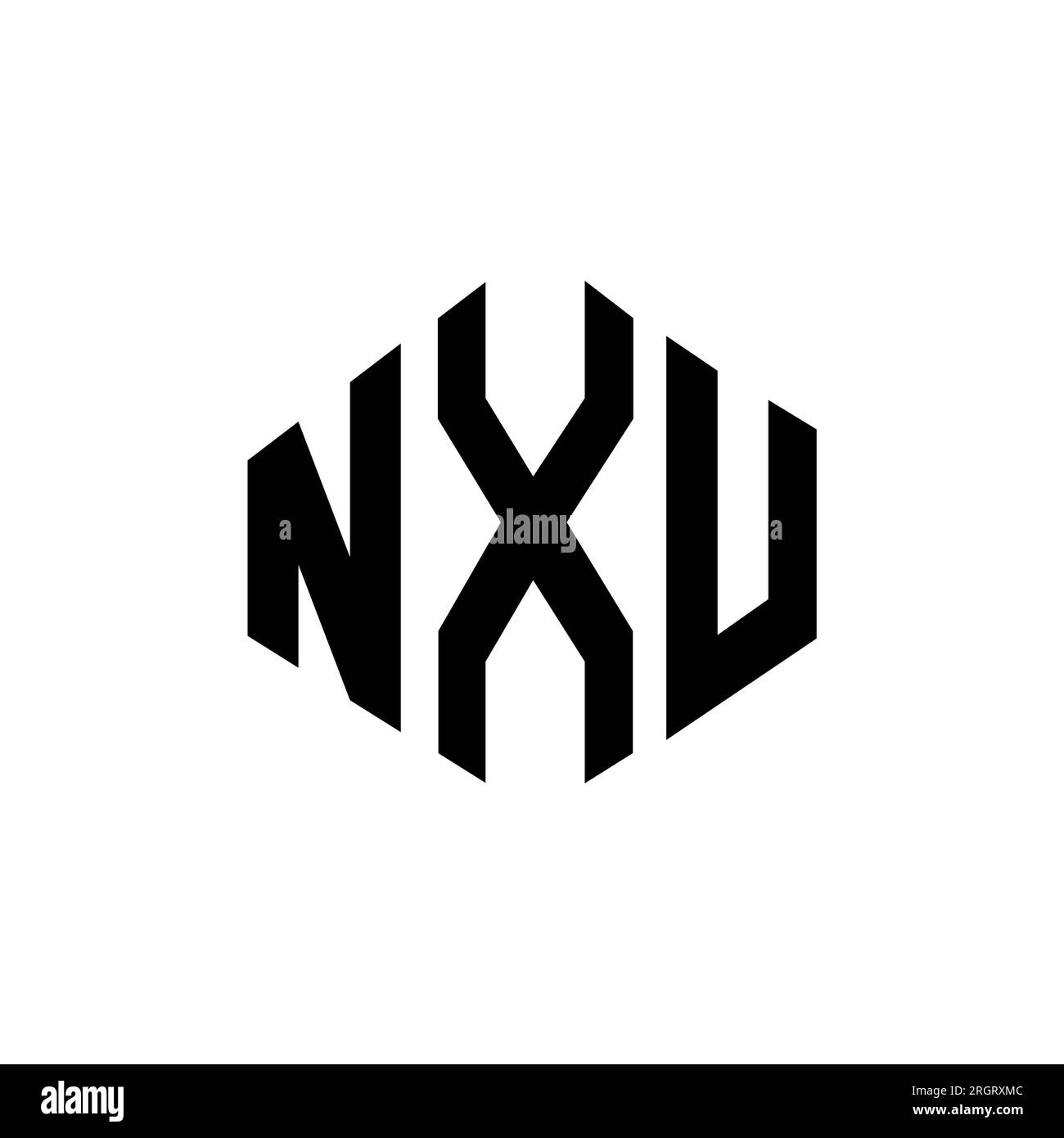 NXU letter logo design with polygon shape. NXU polygon and cube shape ...