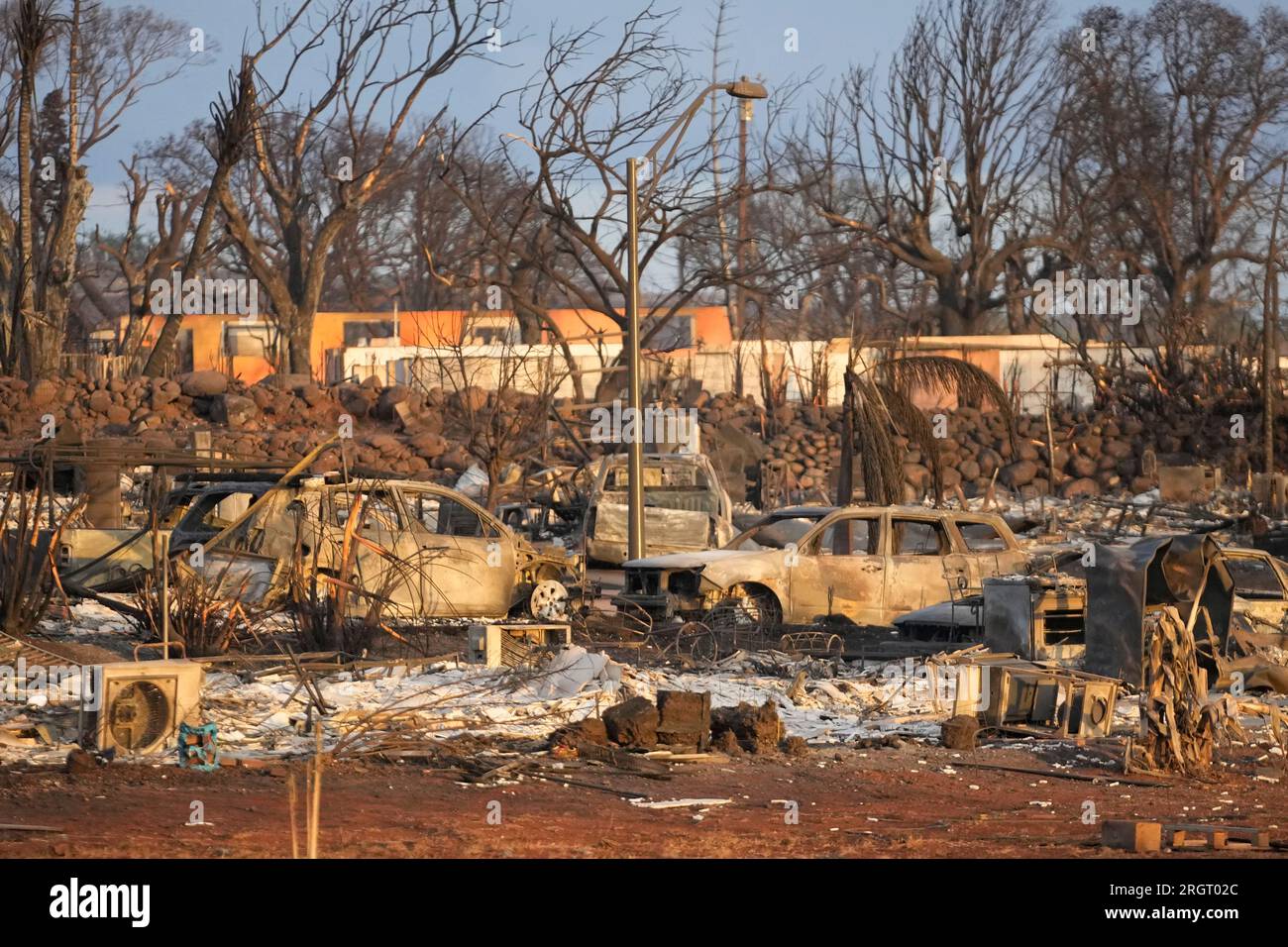 Wildfire wreckage is shown Thursday, Aug. 10, 2023, in Lahaina, Hawaii ...